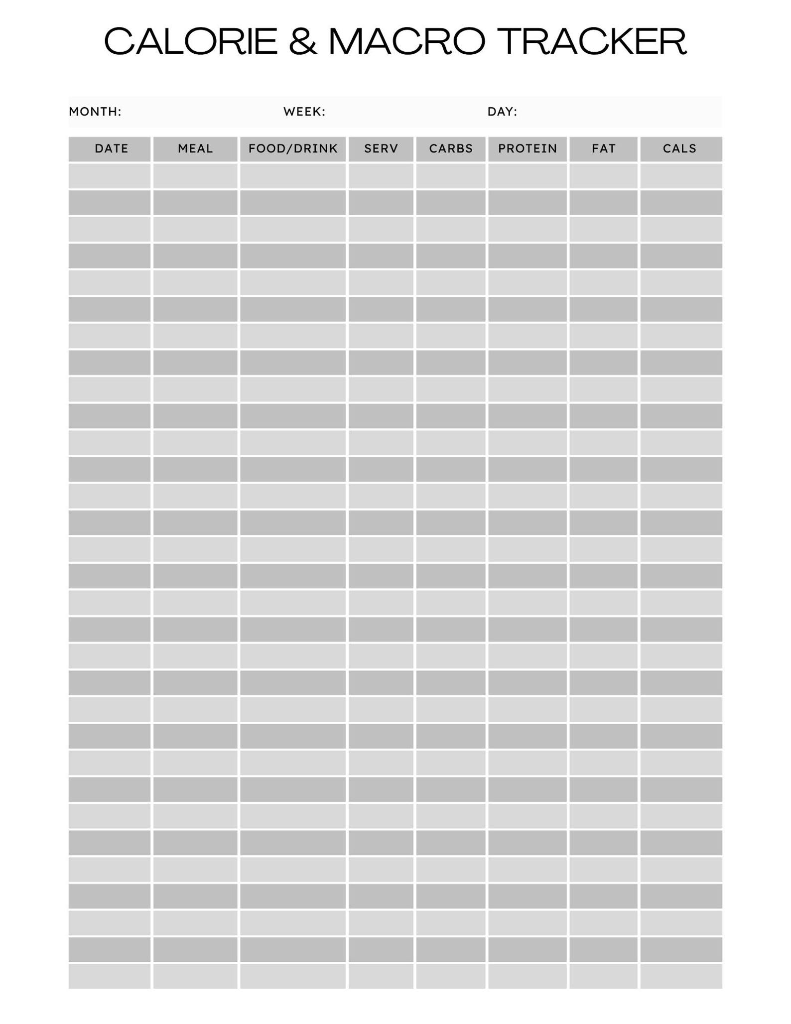 Calorie & Macro Tracker – Daily, Weekly, Monthly Printable - Instant ...