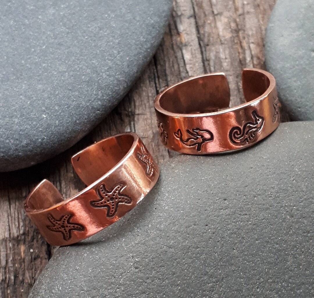 Mermaid Adjustable Hand Stamped Copper Ring, 7th Wedding Copper ...
