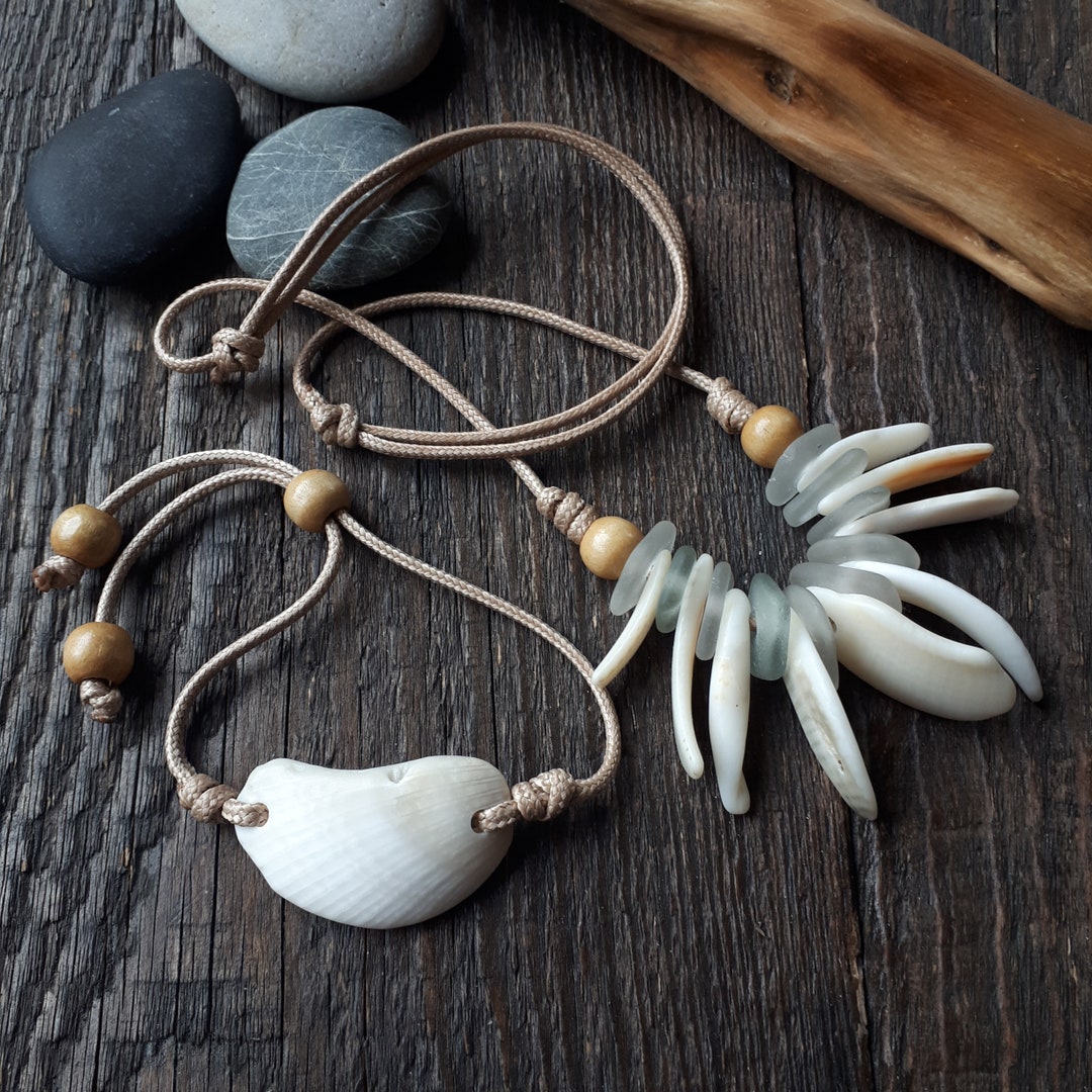 Ocean Tumbled Sea Shells & Authentic Sea Glass With Wooden - Etsy