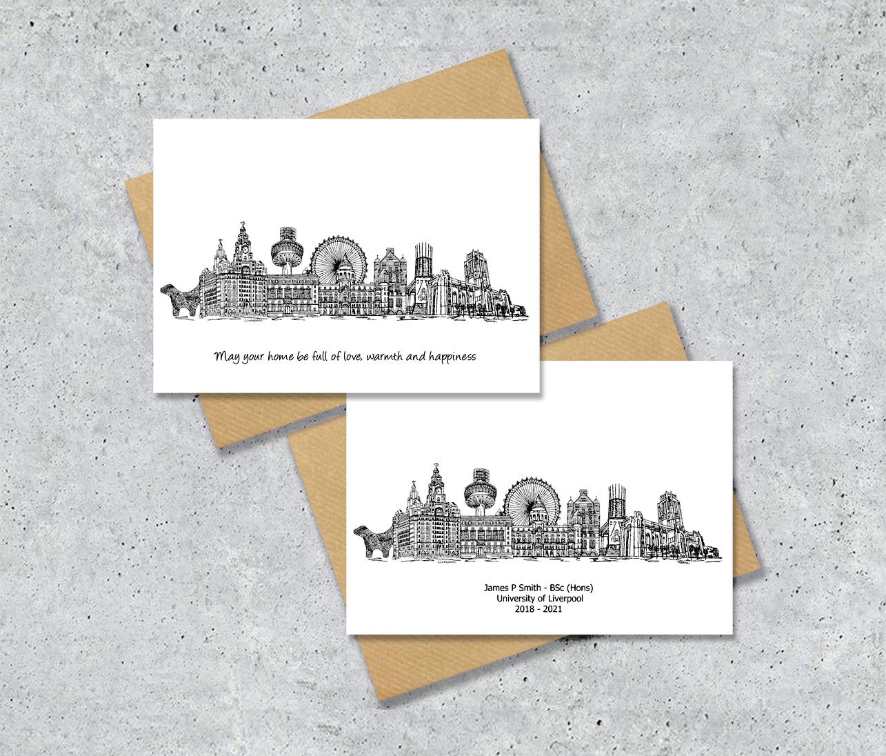 Personalised Liverpool Skyline Landmarks A6 Card, A5 Print, A4 Print ...
