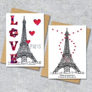 Eiffel Tower Paris Card, Perfect for Engagement or Valentines, A5 Print ...