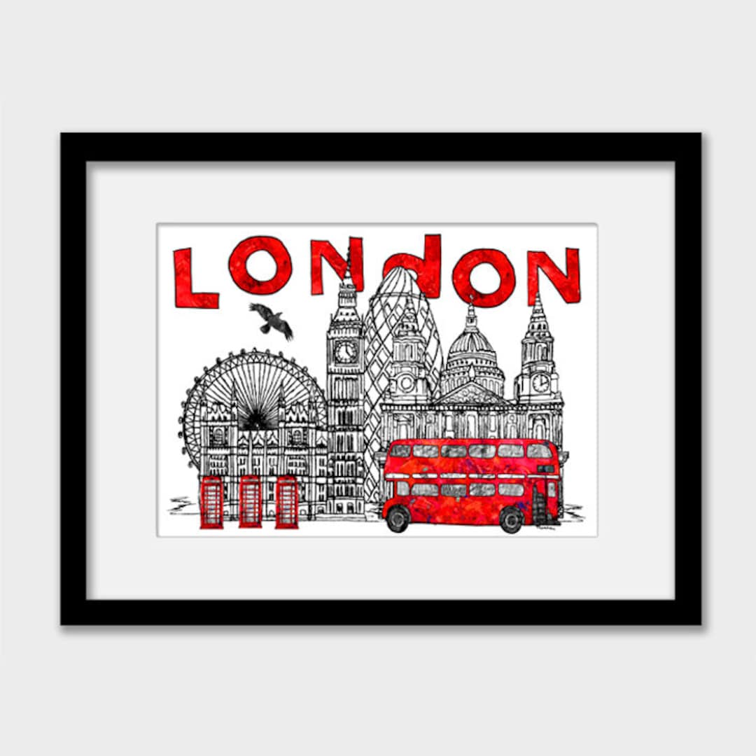 London Town Red Bus Wall Art Print, Capital of England, London Gift ...