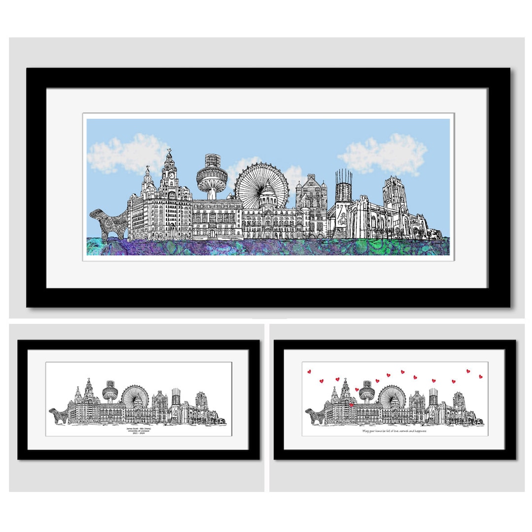 Liverpool Skyline Art Print, Personalised, Framed, Mounted, Liverpool ...