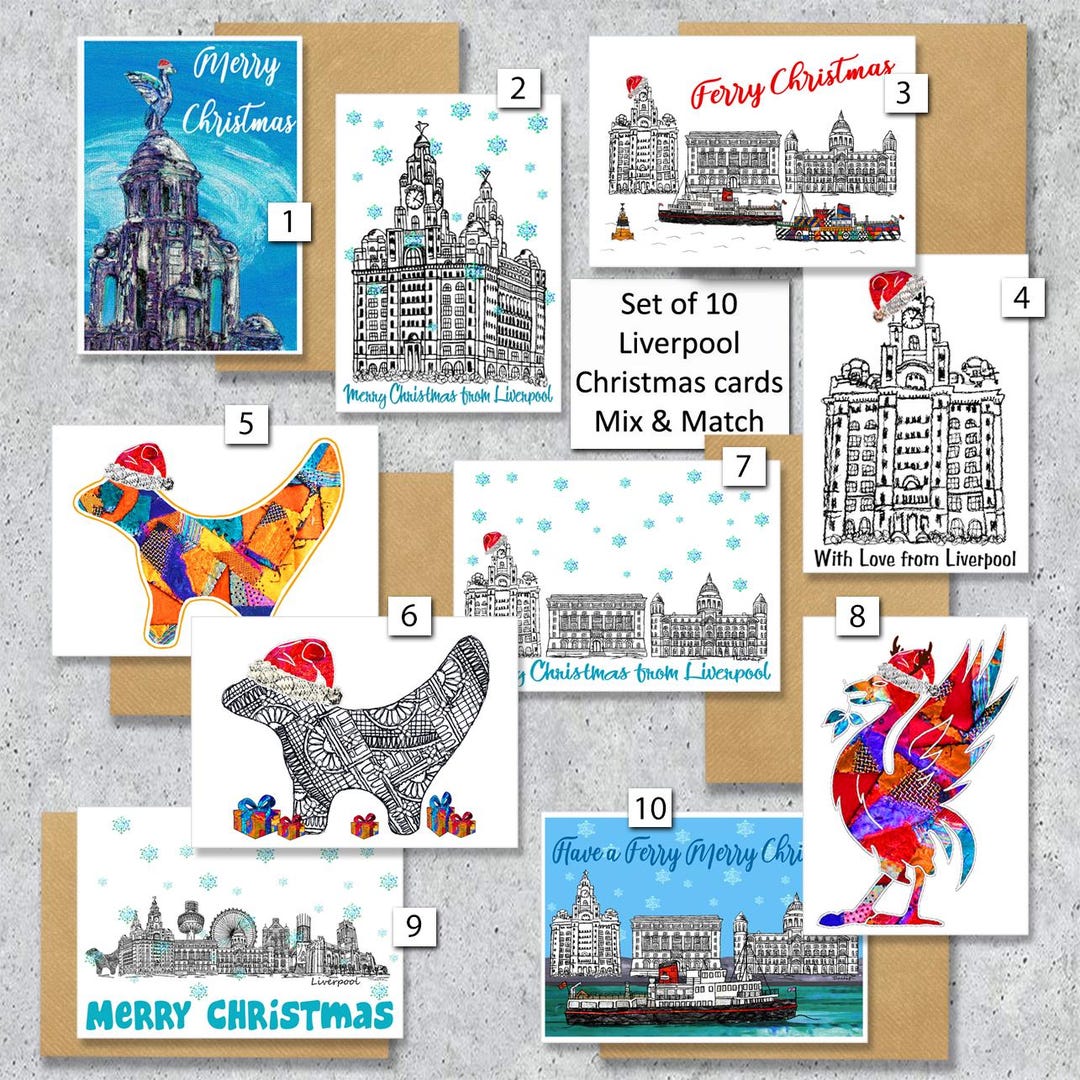 Liverpool Christmas Card Multi Pack Set of 10 - Etsy UK