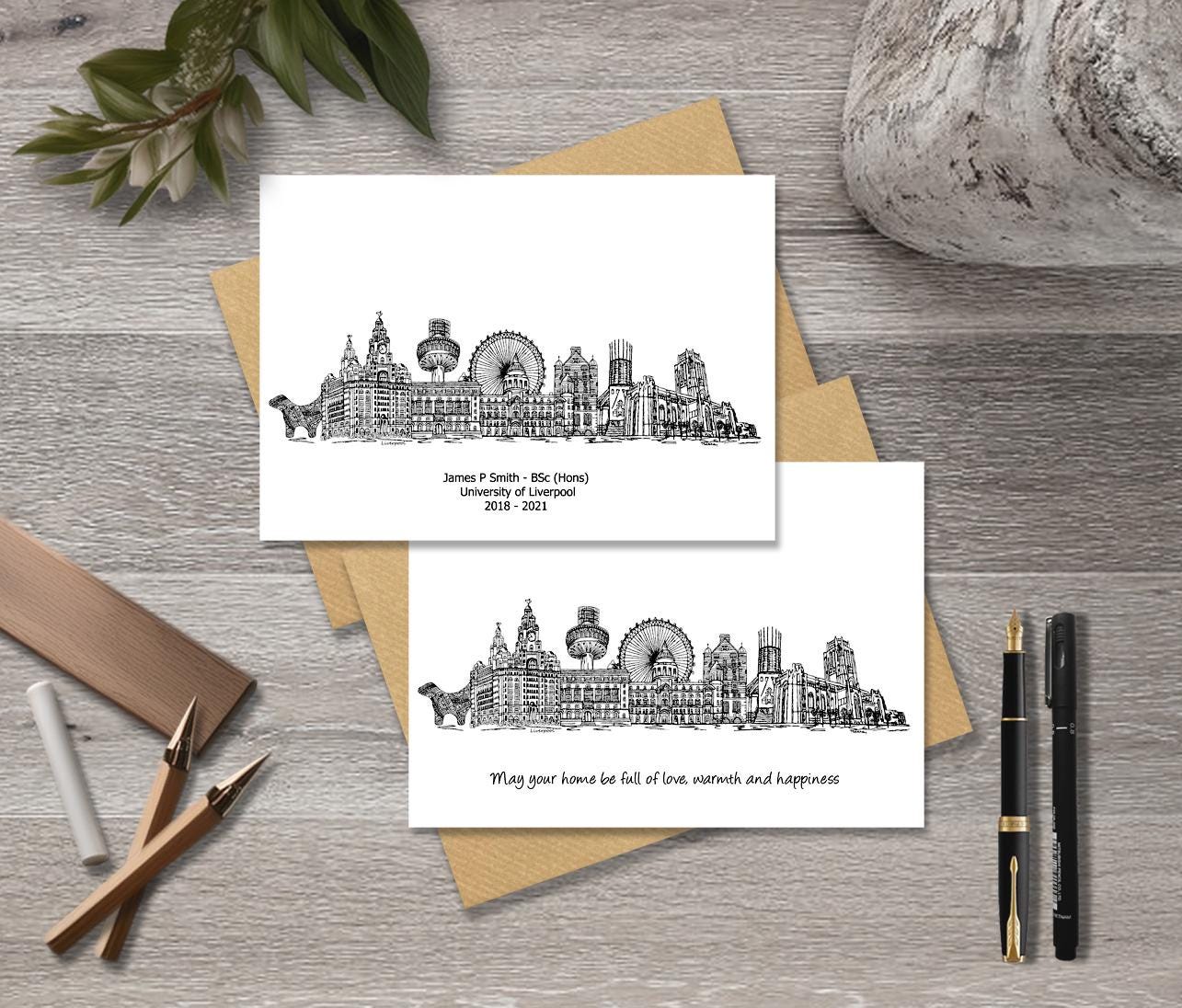 Personalised Liverpool Skyline Landmarks A6 Card, A5 Print, A4 Print ...