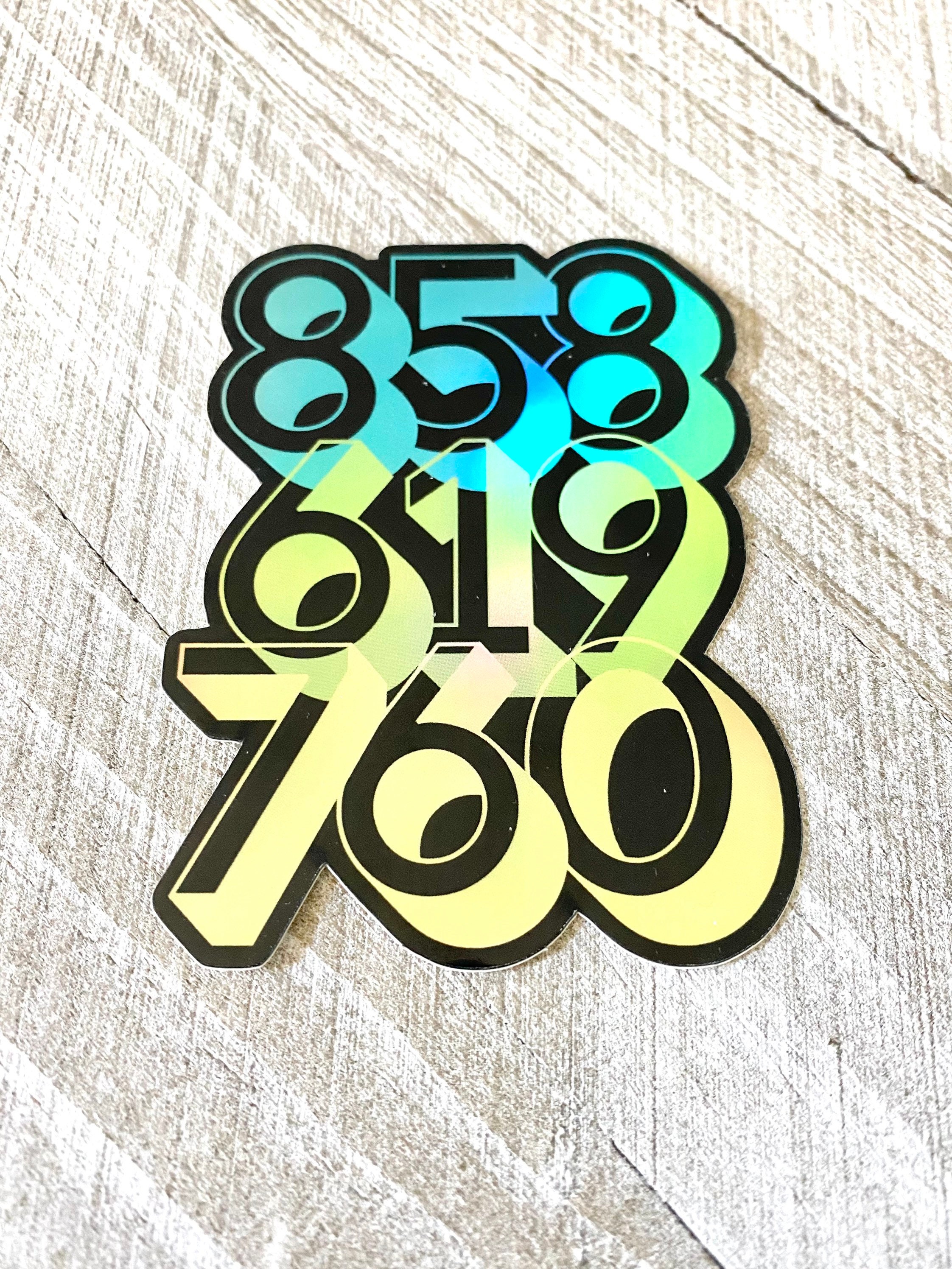 3x2 5 San Diego California Area Code Holographic Sticker Decal 3x2 5 San Diego California Area Code Holographic Sticker Decal