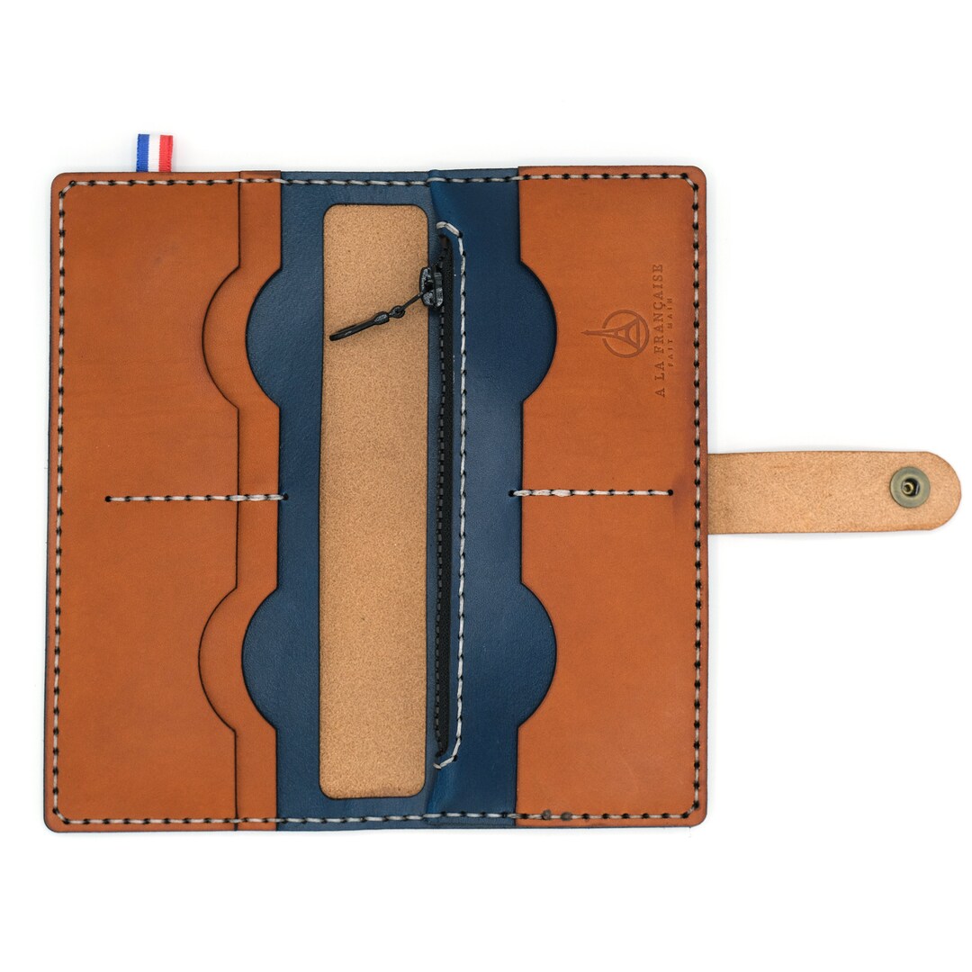Long Bifold Leather Wallet With Coins Pouch - Etsy