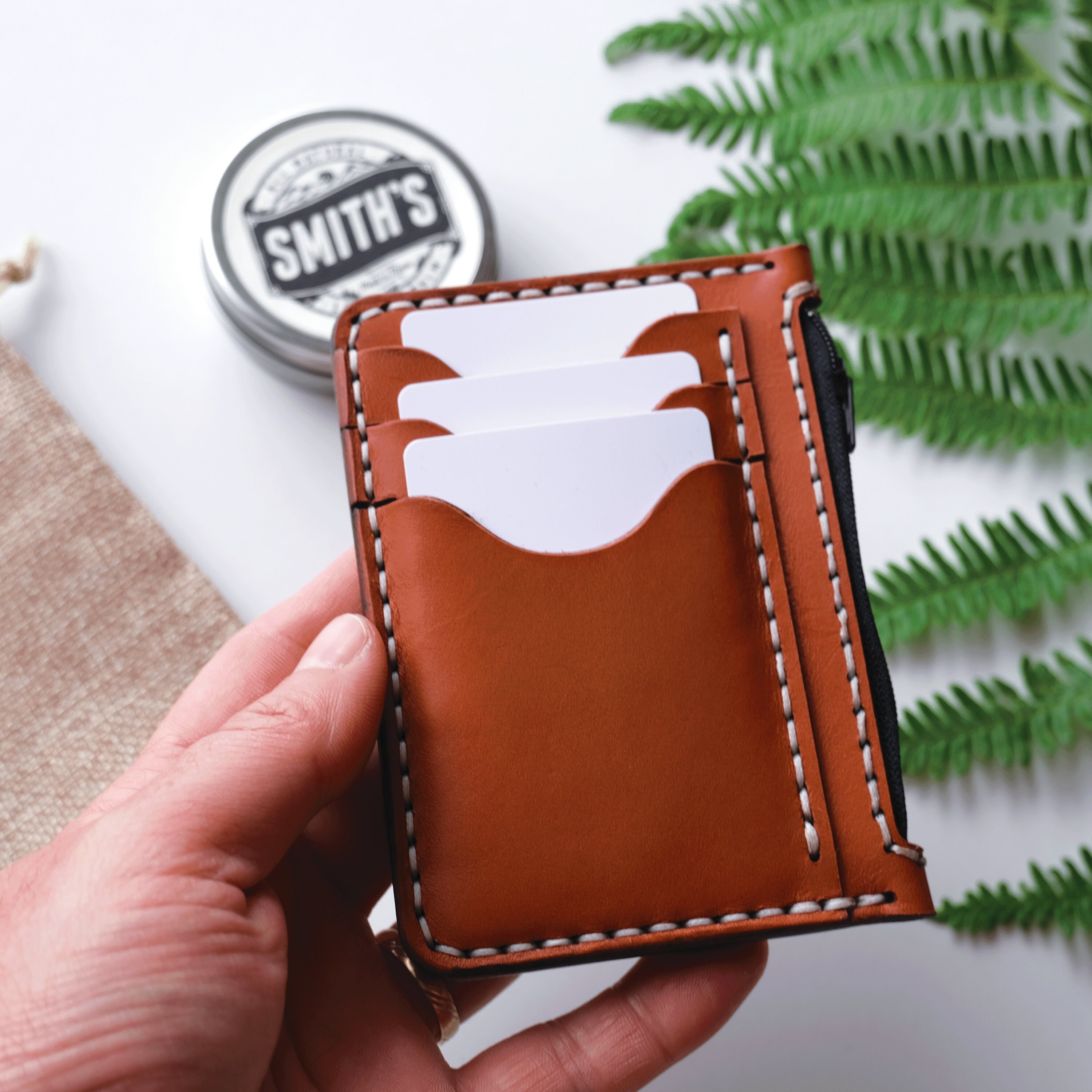 Leather Wallet Cards Slots and Coins Pouch - Etsy