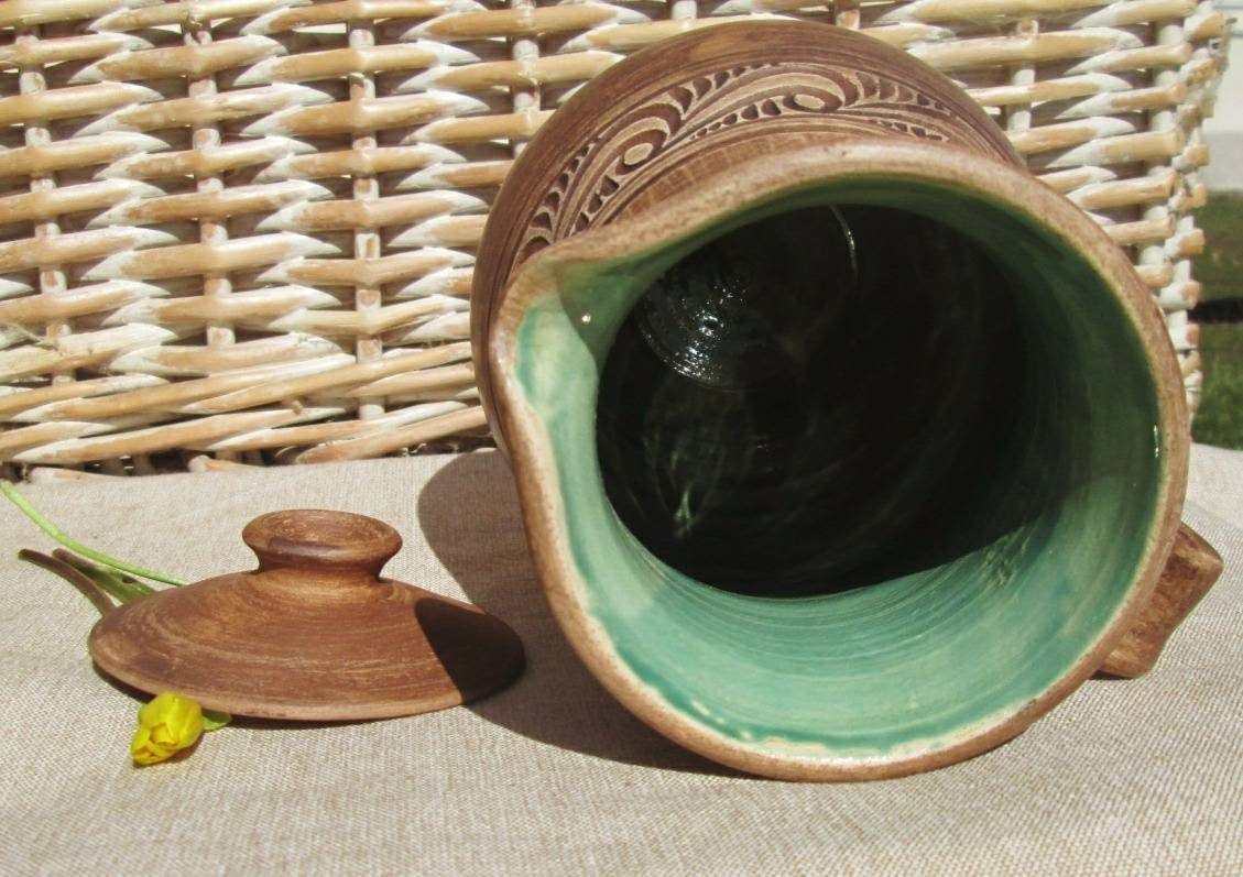 Rustic drink jug unique jug wheel thrown pitcher rustic clay | Etsy