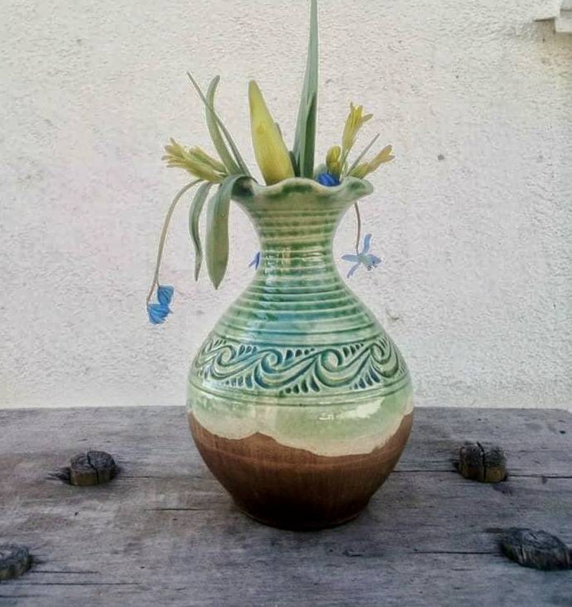 Rustic Vase Wheel Thrown Vase Ceramic Flower Vase Rustic Ceramic Vase ...