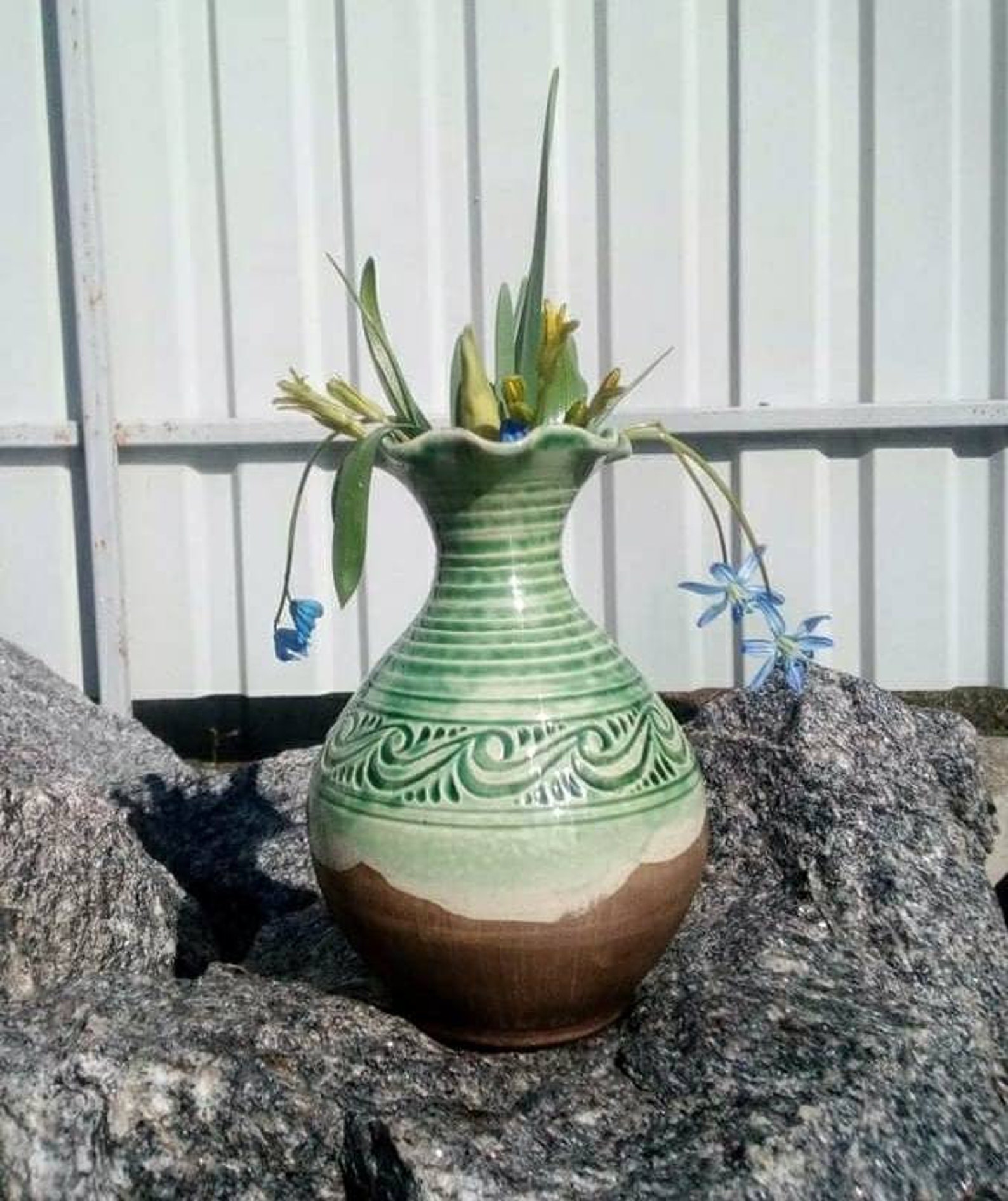 Rustic Vase Wheel Thrown Vase Ceramic Flower Vase Rustic Ceramic Vase ...