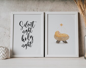 Silent Night Nativity Art Christmas Art Holy Family Art - Etsy