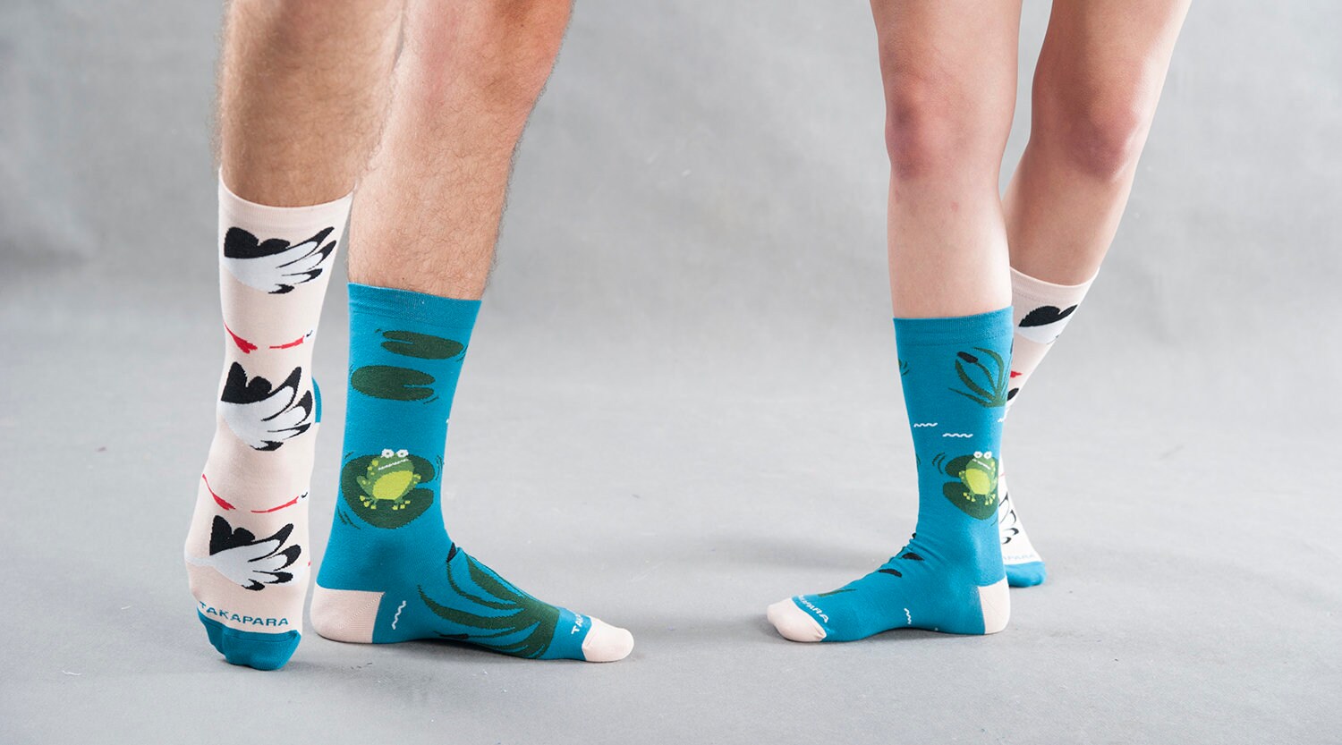 TAKAPARA Mismatched Socks. Model: "storks and a Frog" - Etsy