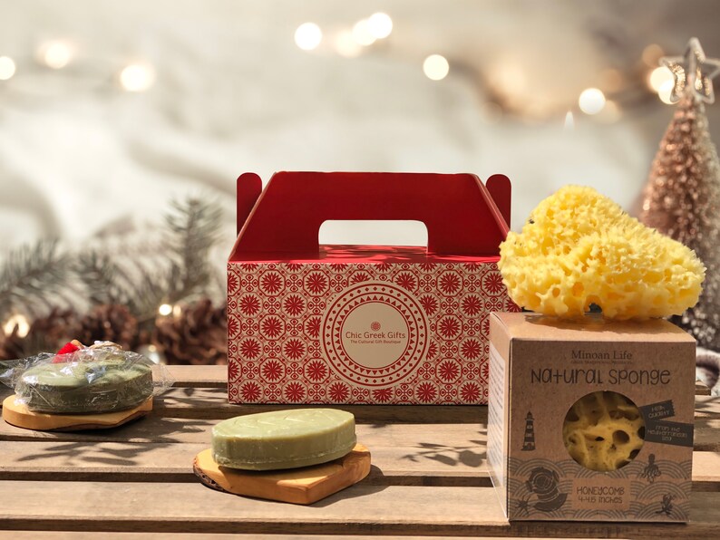 Olive Spa Gift Box – Greek Self Care Set With Natural Sea Sponge - Etsy