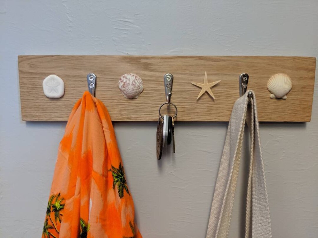 Beach Decor Seashell Wall Hooks. Wall Mounted Beach House Themed for ...