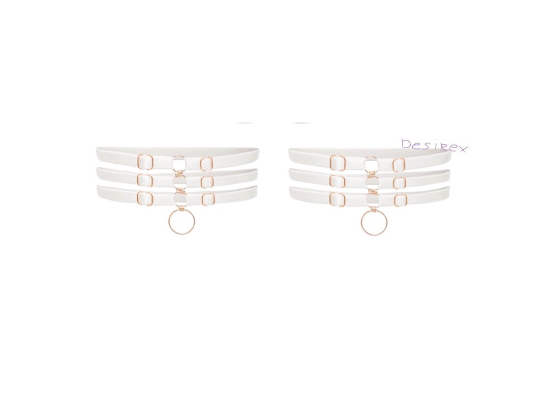 White Strappy Garters: Elastic Leg Accessories - Etsy