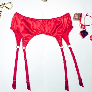 Red Garter Belt, Silk Garter Belt, Satin Garter Belt, Red Suspender ...