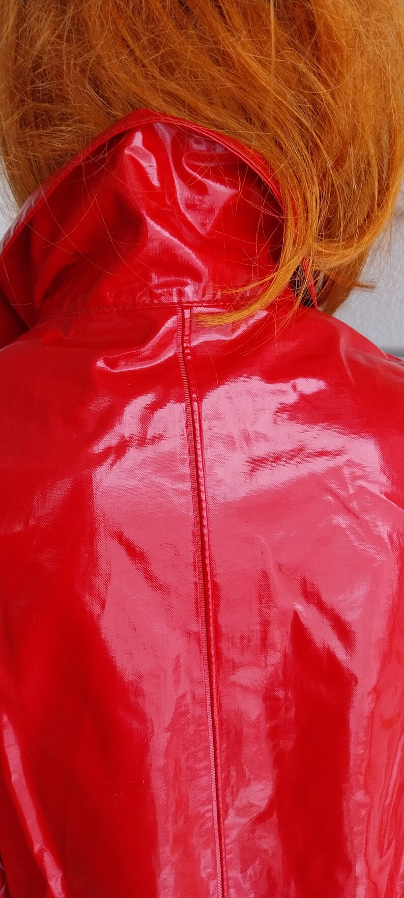 1966 Grundens Retro Vintage Rot Pvc Vinyl Regenjacke Regenjacke
