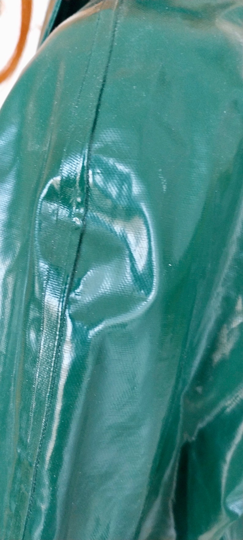 Green Vinyl / Pvc Raincoat Rainjacket Raincape Rubbercoat Catsuit ...