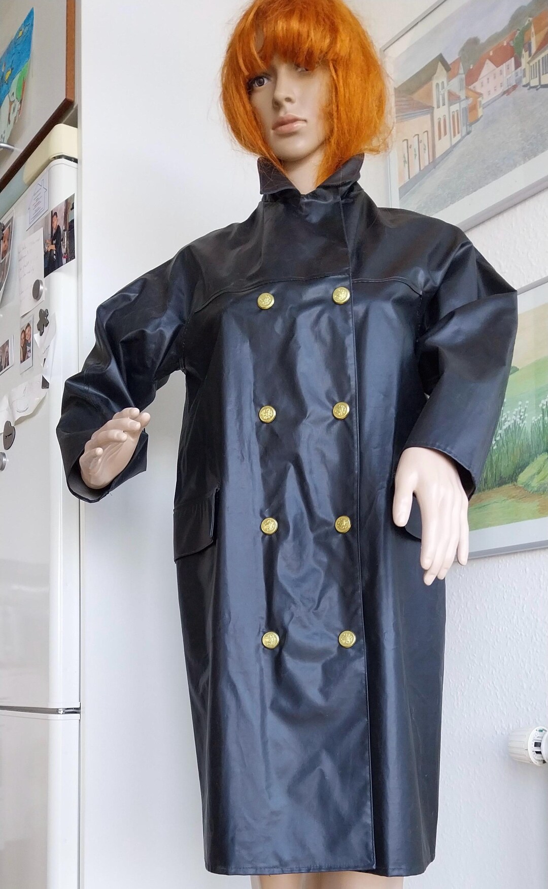 Retro Vintage Black Grundens Raincoat Og Sweden in Pvc. - Etsy