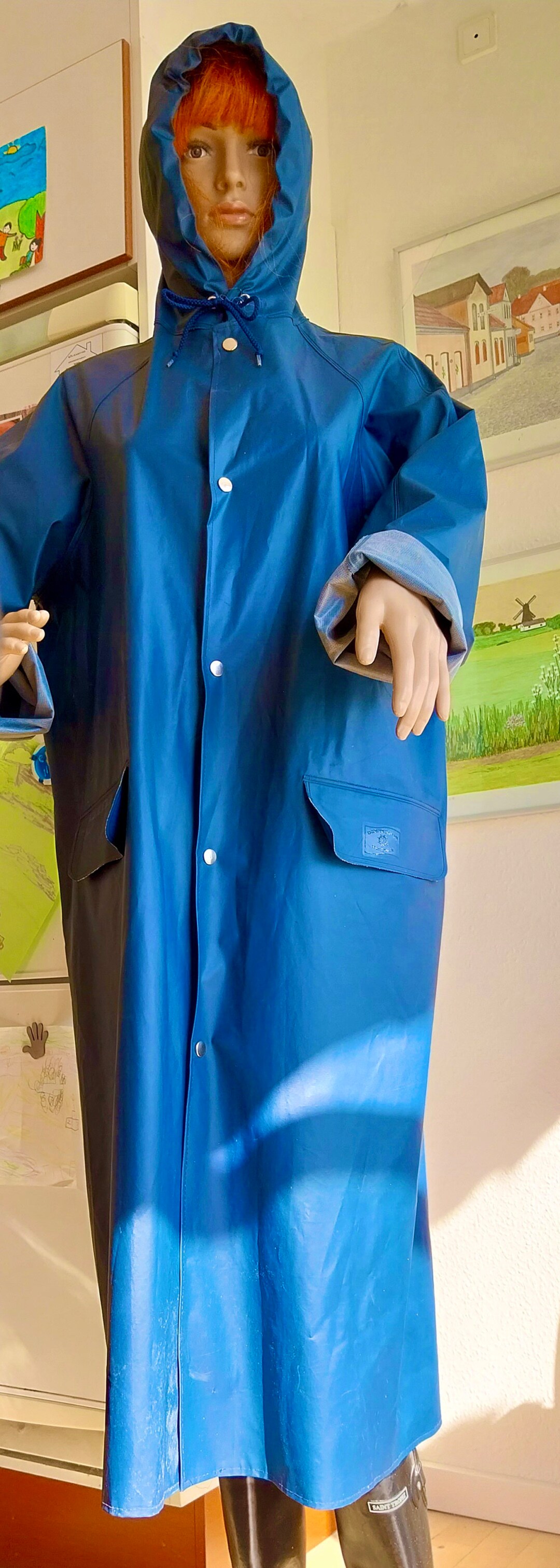 Didriksons Retro Vintage Blue Pvc. Raincoat Rainjacket - Etsy UK