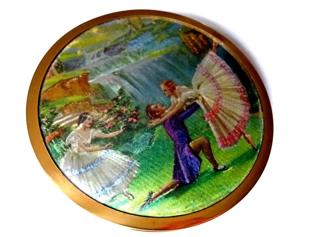 Vintage 1950s Powder Compact Melissa Ballerina Ballet Dancers ...