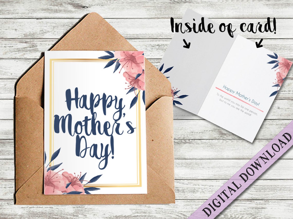Printable Mother's Day Greeting Card Mom Gift DIY Easy | Etsy