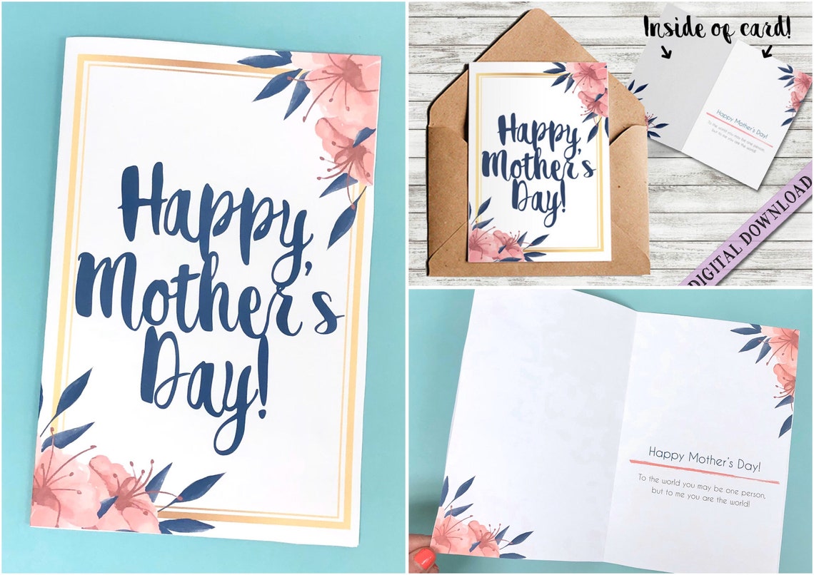 Printable Mother's Day Greeting Card Mom Gift DIY Easy | Etsy
