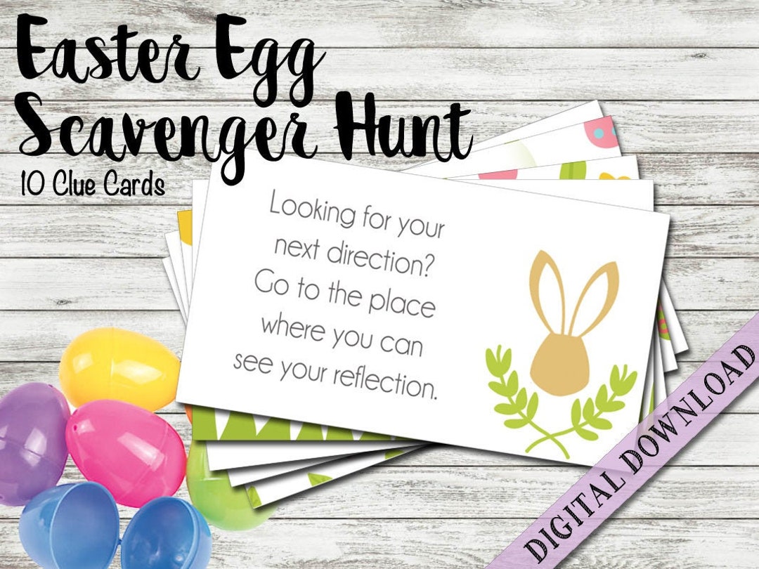 Printable Scavenger Hunt for Easter Basket, Clue Cards Egg Hunt, Easter ...
