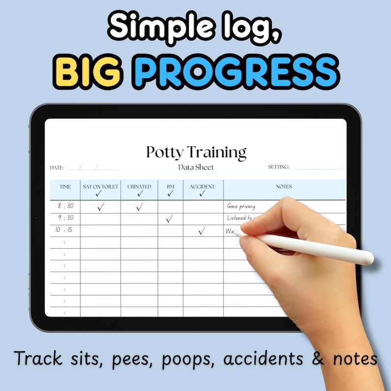 Potty Training Log for Parents | Printable Toilet Success Chart ...