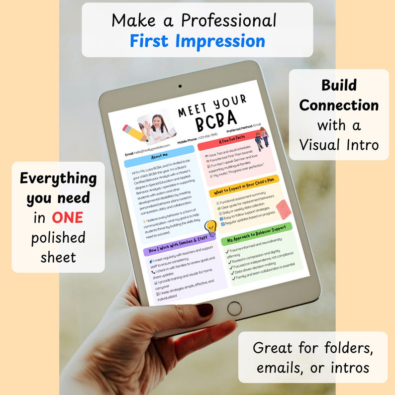 Editable Meet the Teacher Flyer: BCBA, SPED Staff Canva Template - Etsy