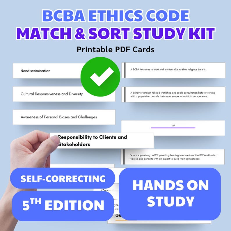 BCBA Ethics Code Study Kit | Printable Exam Prep Flashcards | Test ...
