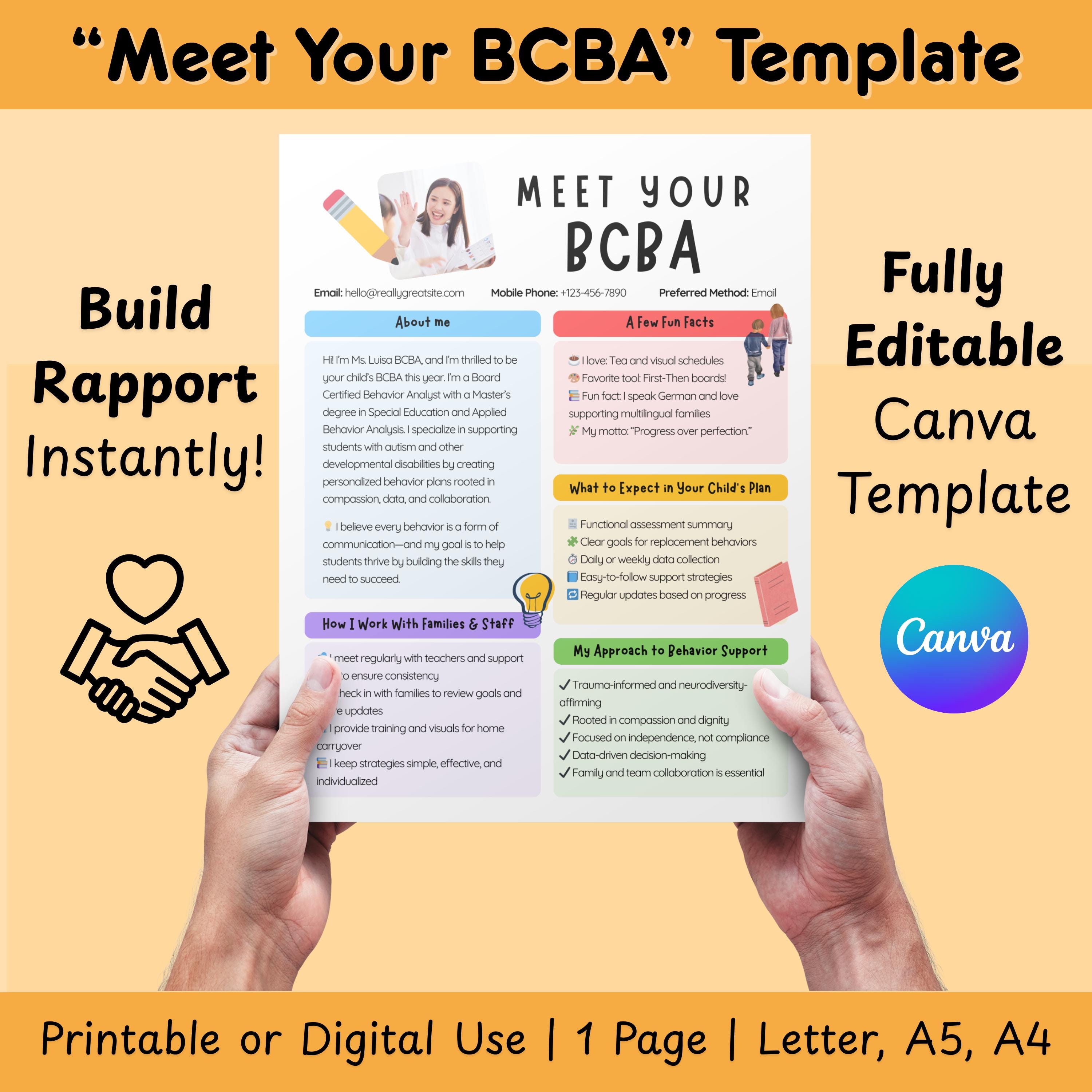 Editable Meet the Teacher Flyer: BCBA, SPED Staff Canva Template - Etsy