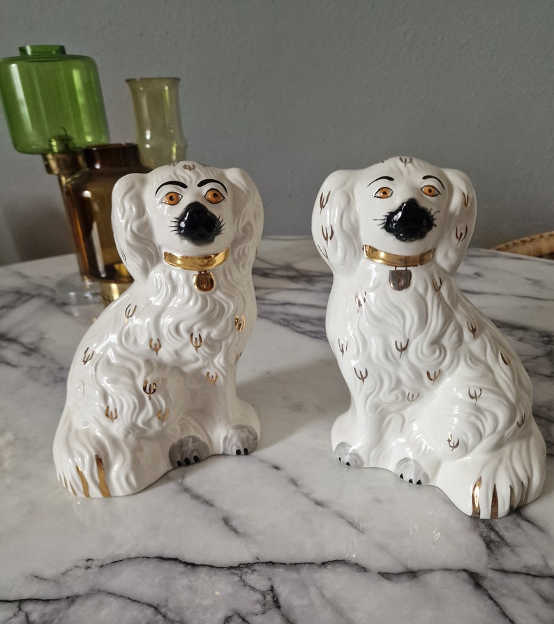 1 Pair of Large Original Vintage Beswick Staffordshire Dogs, Cavalier ...