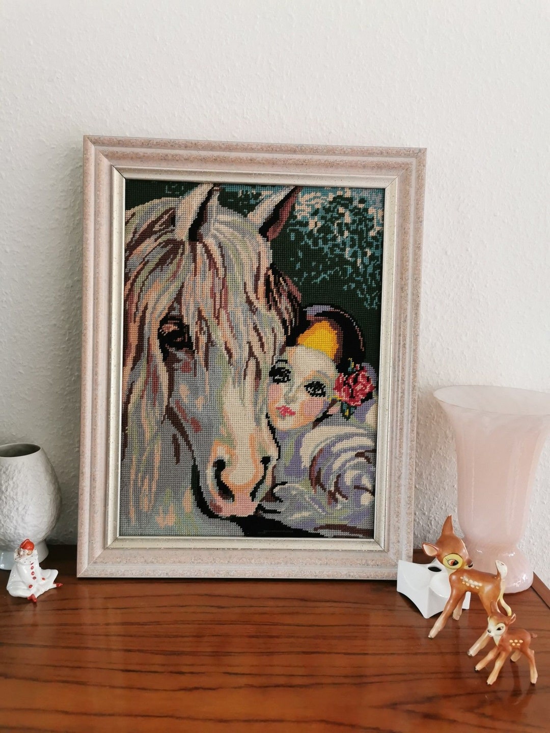 Mira Fujita Gobelin Embroidery Pierrot With True Vintage 80th Frame ...