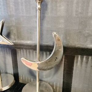 2 Large Candlesticks Moon and Star Made of Chrome-plated Metal ...