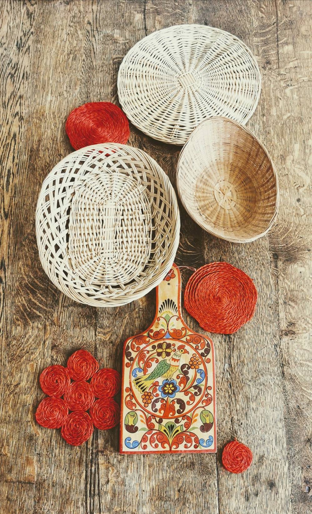 Boho Wall Baskets Collection Vintage Baskets Set 5 Pieces Eclectic Wall ...