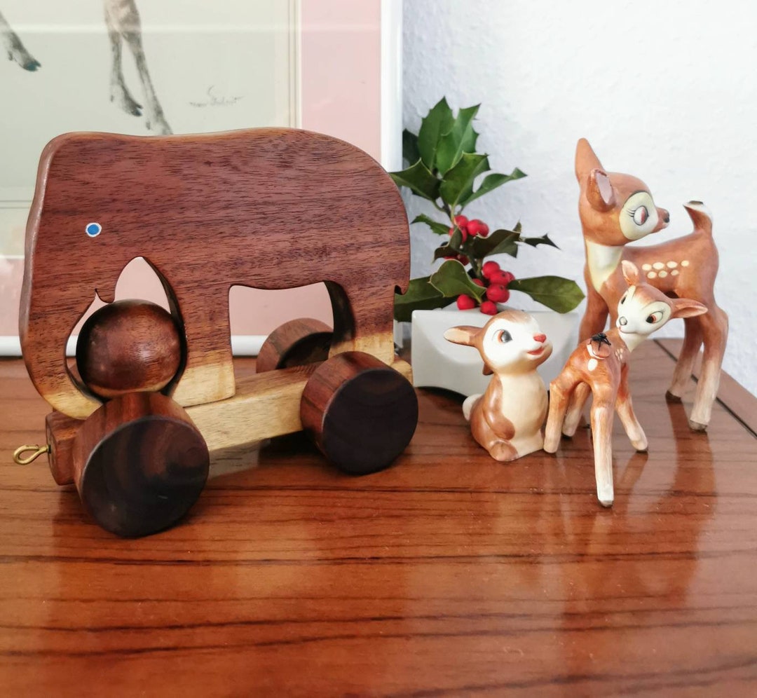 Wooden Elephant to Pull, Handmade Pull Elephant, Children's Toy Wooden ...