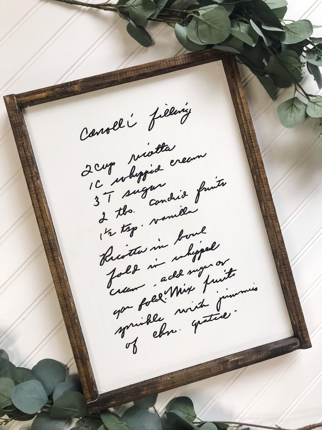 Signo de escritura a mano, letrero de madera de receta manuscrita ...