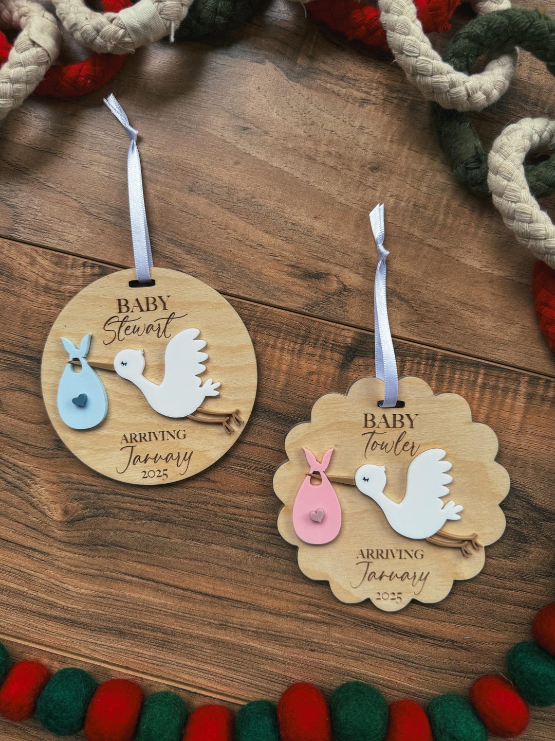 Personalized Stork Christmas Ornament, Custom 3D Baby Ornament ...