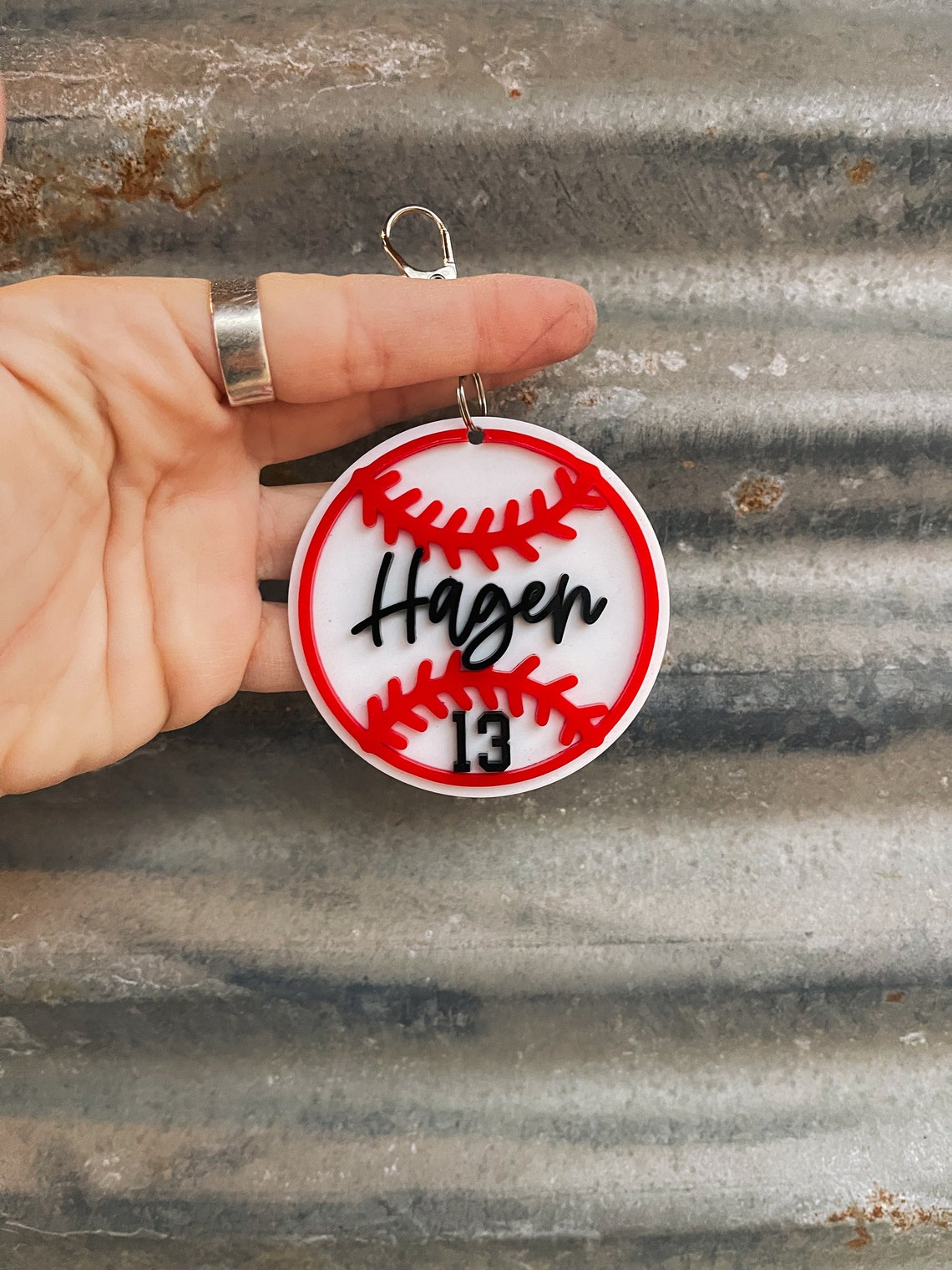 Personalized Baseball Bag Tag, Acrylic Baseball Keychain - Etsy