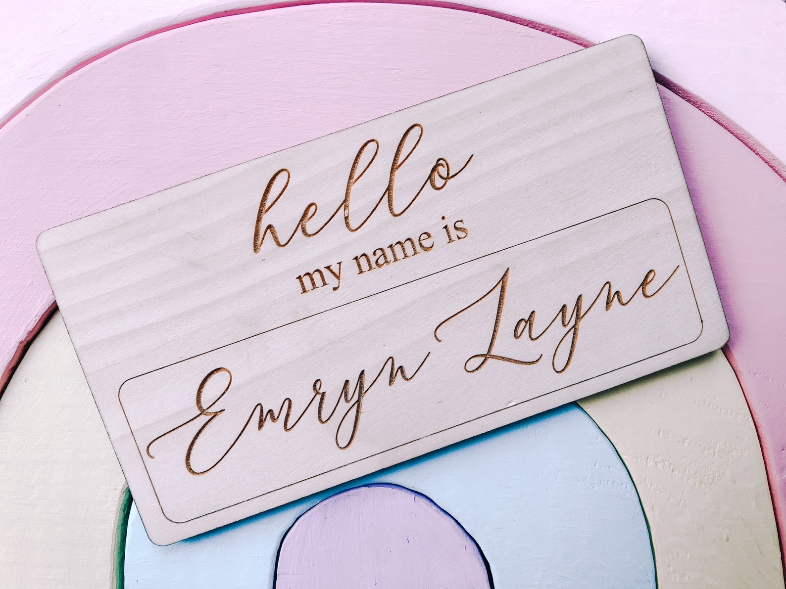Hello My Name is Wooden Cutout, Birth Announcement, Baby Name ...