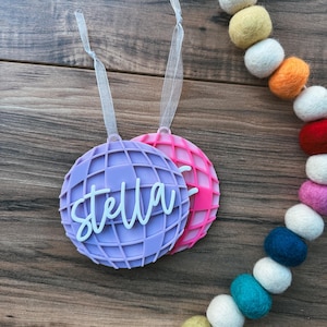 Disco Ball Name Tag, Valentine Bag Tag, Personalized Valentine Name ...