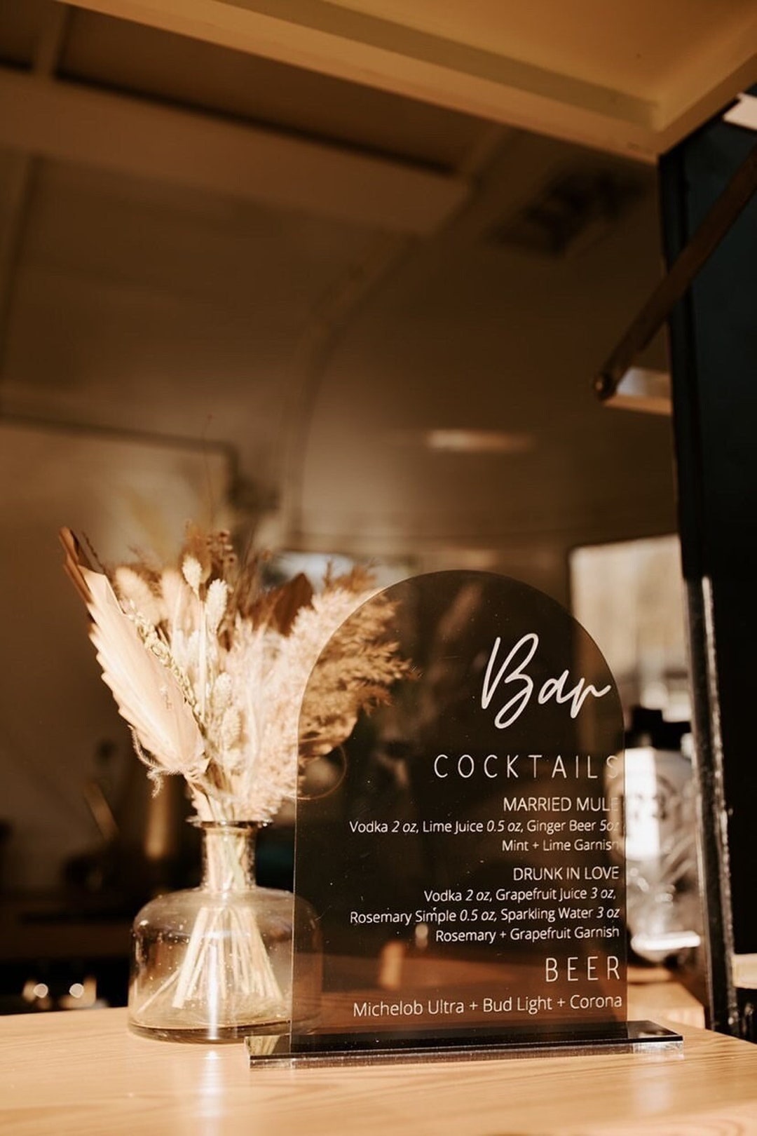Acrylic Bar Menu for Wedding, Bar Menu, Acrylic Menu, Arch Menu, Bar ...