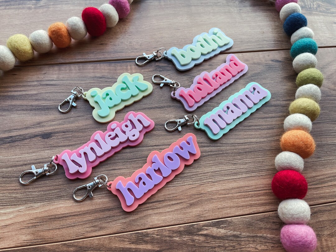 Book Bag Tag, Bag Tag, Personalized Keychain, Name Tag, Kids Keychain ...