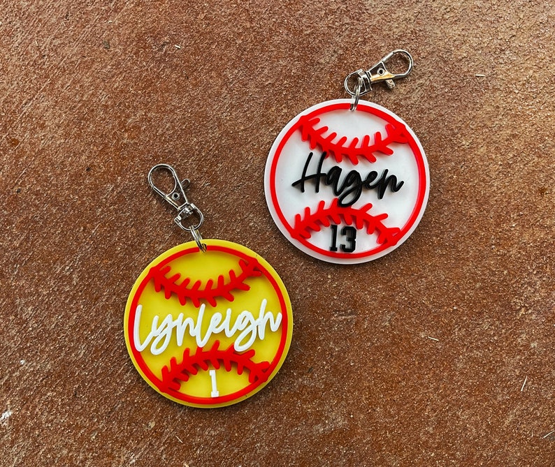Personalized Baseball Bag Tag, Acrylic Baseball Keychain - Etsy