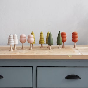Colourful Wooden Trees, Wooden Tree Set, Wooden Forest, Waldorf Play ...