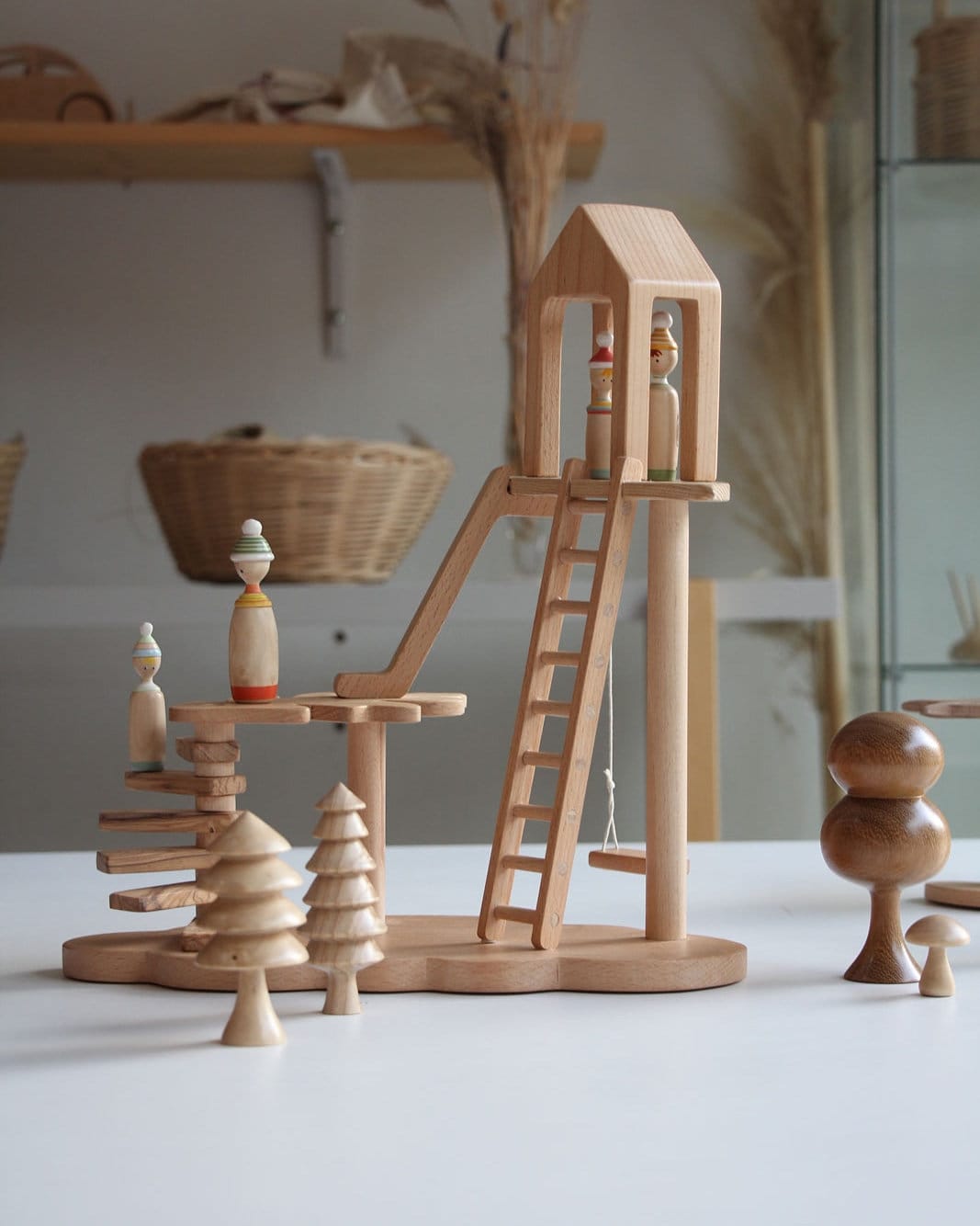 Wooden tree house play set.