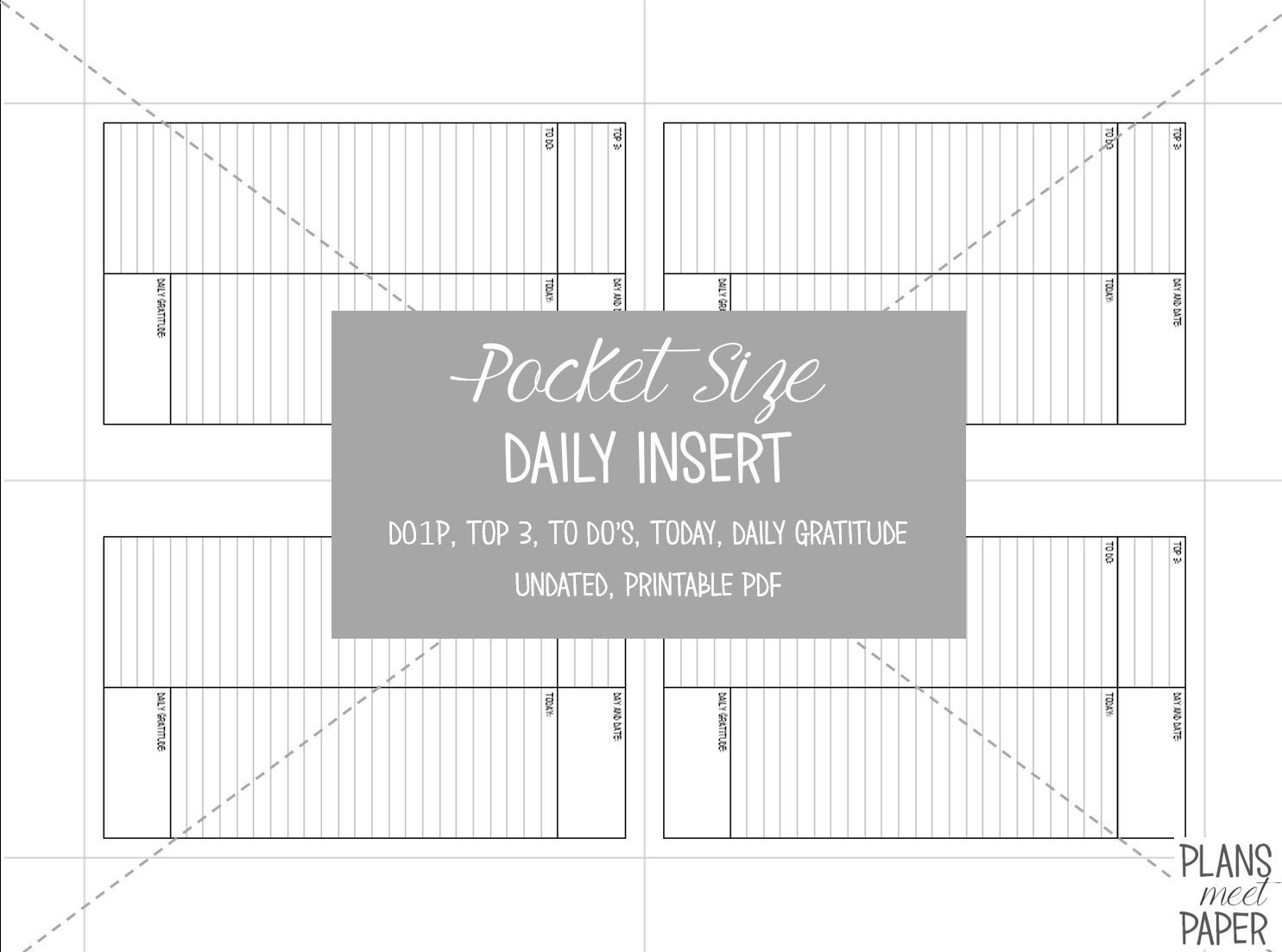 PRINTABLE Pocket Size Day on One Page Insert, Undated - Etsy