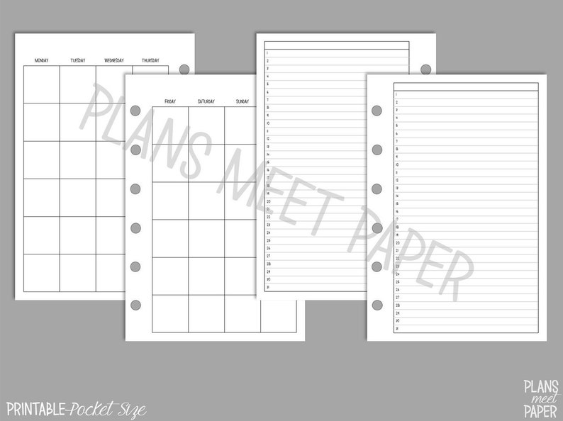 PRINTABLE Pocket Size Planner Basics Insert Pack | Clean ...